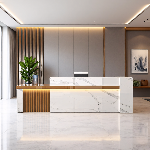 L-shaped Reception Desk with Large Storage Space for Office&Lobby JDT ...